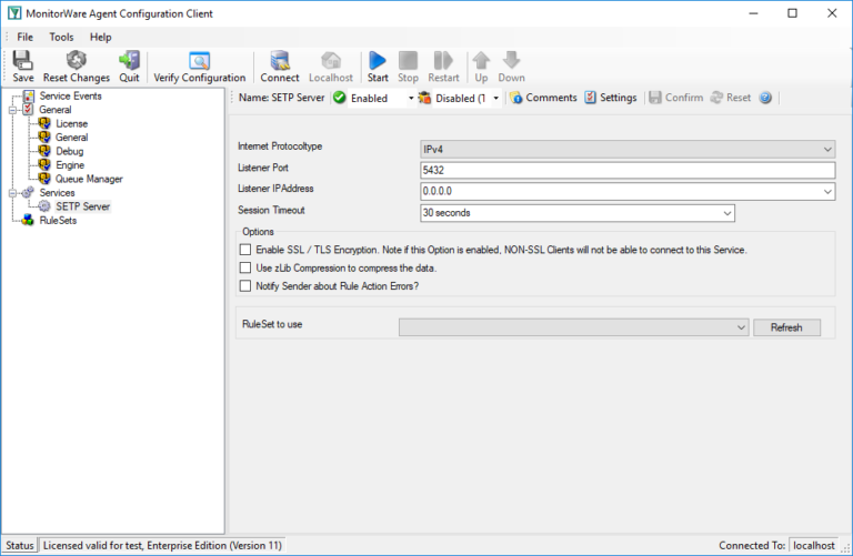 How To setup SETP Server Service - Adiscon